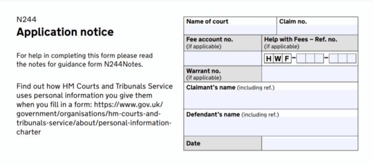 N244 Form for CCJ - Where to Send and What to Do?