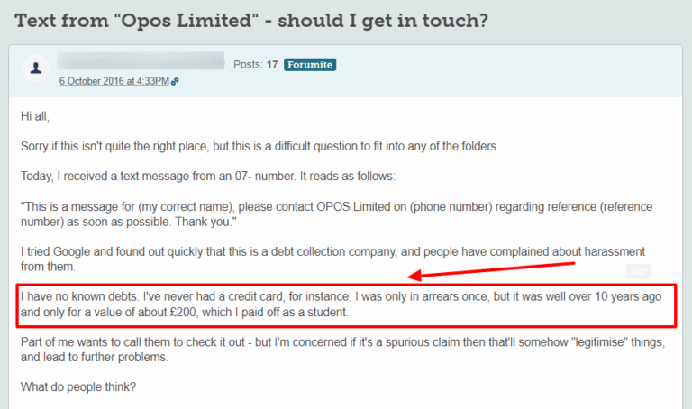 01389493417 - Who Called? Stop Opos Debt Collectors